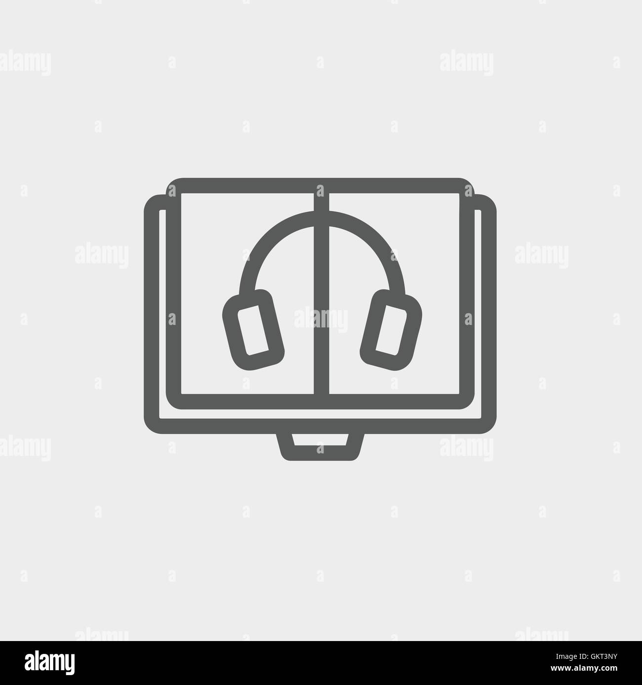 Headphone in screen monitor thin line icon Stock Vector Image & Art - Alamy