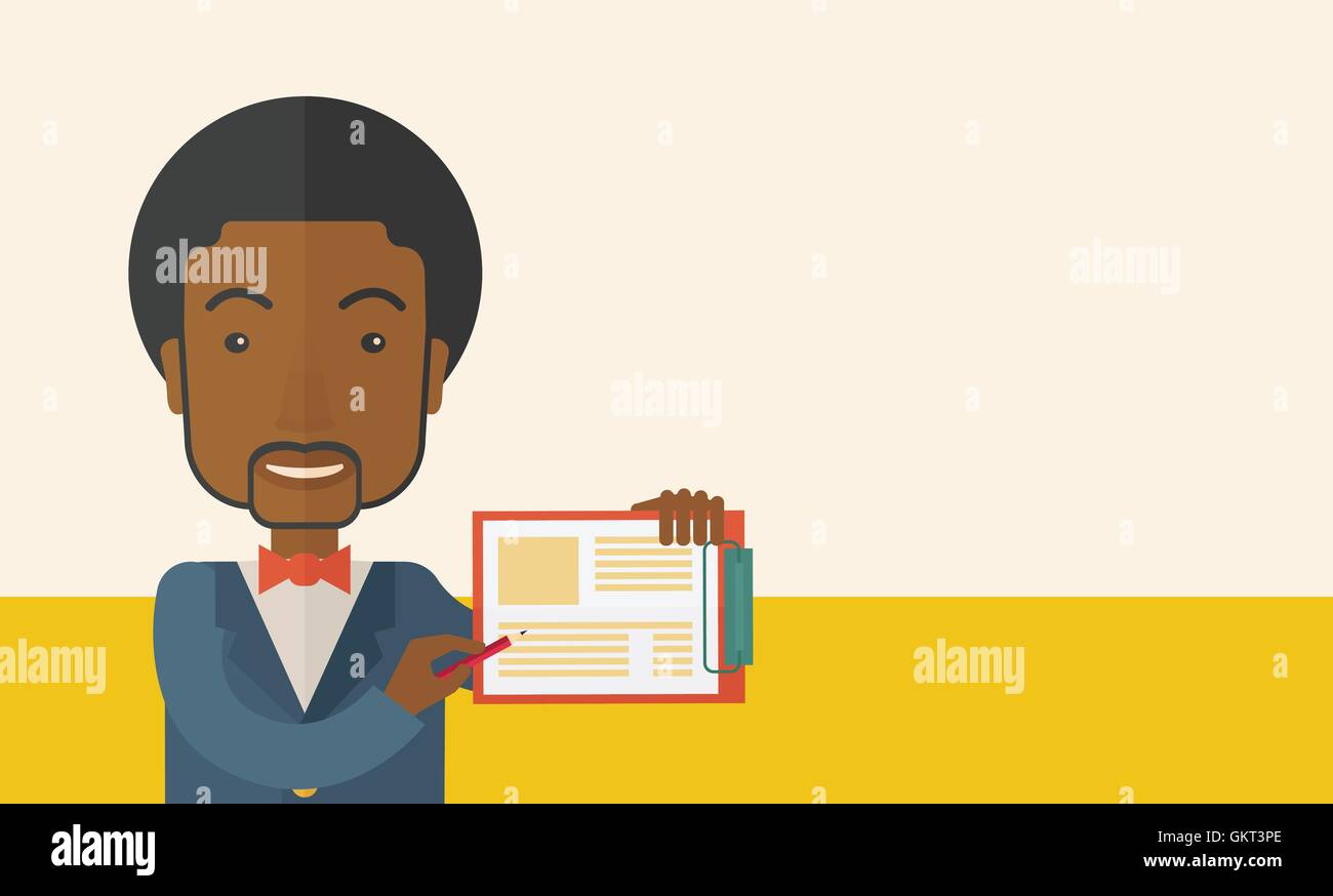 Handsome Black Guy Holding Clipboard Stock Vector Image And Art Alamy