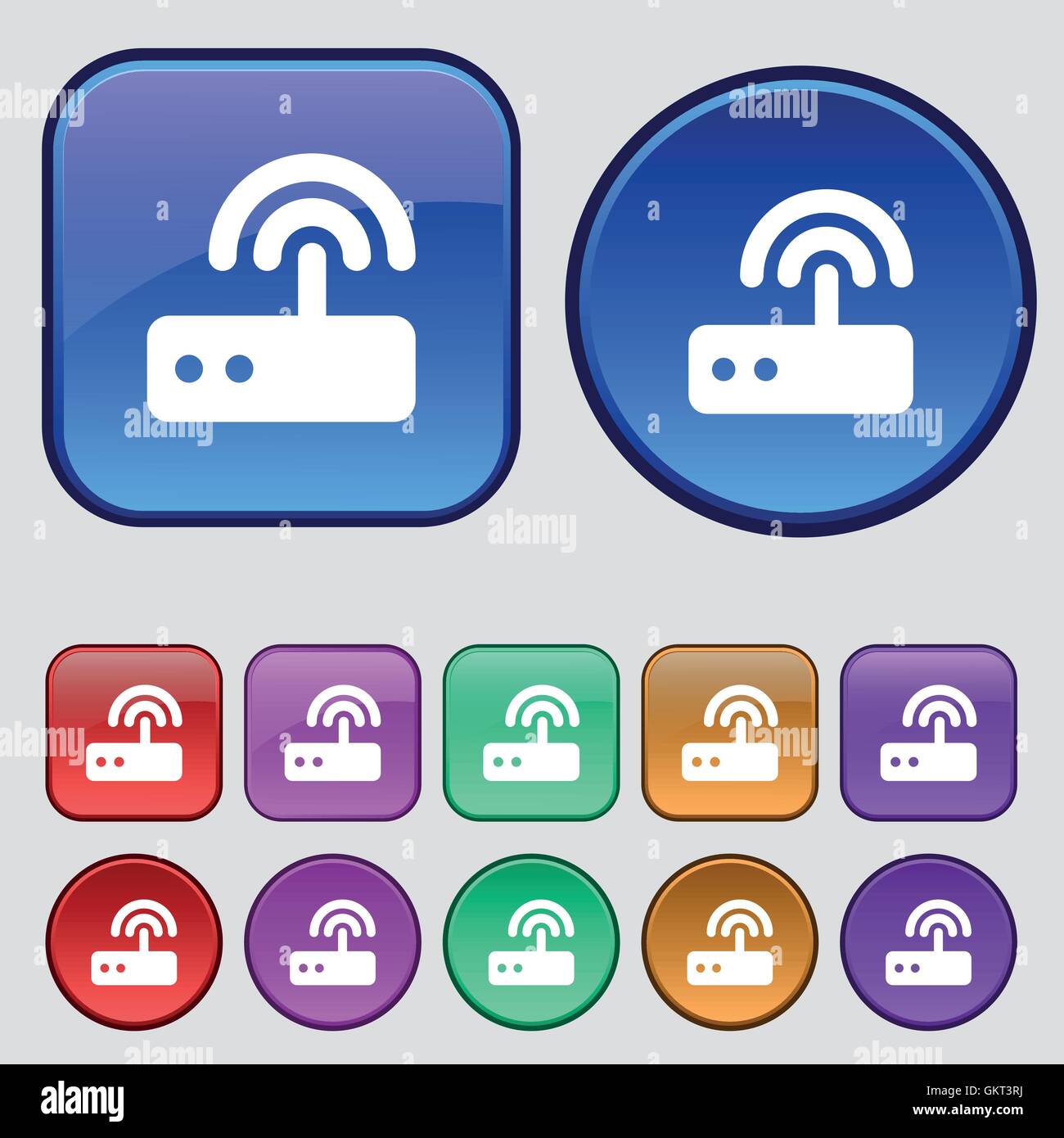 Wi fi router icon sign. A set of twelve vintage buttons for your design ...