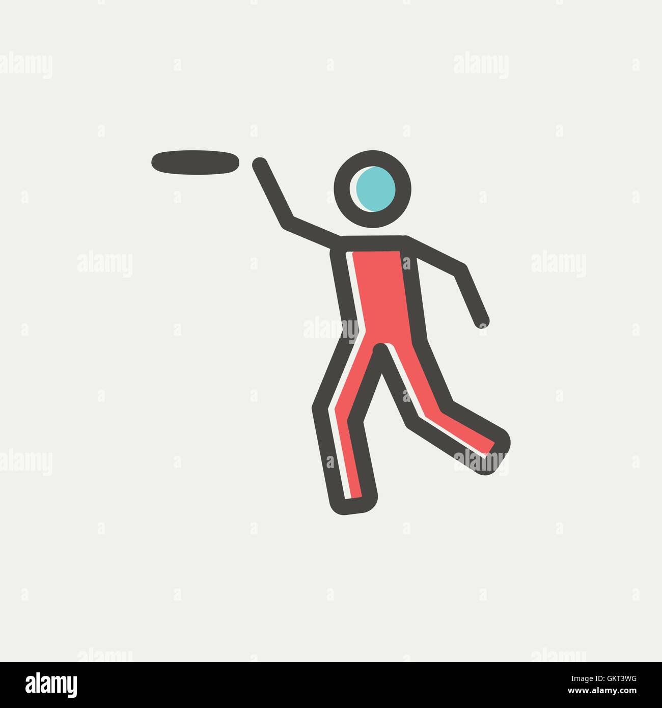 Man catching a flying disc thin line icon Stock Vector Image & Art - Alamy