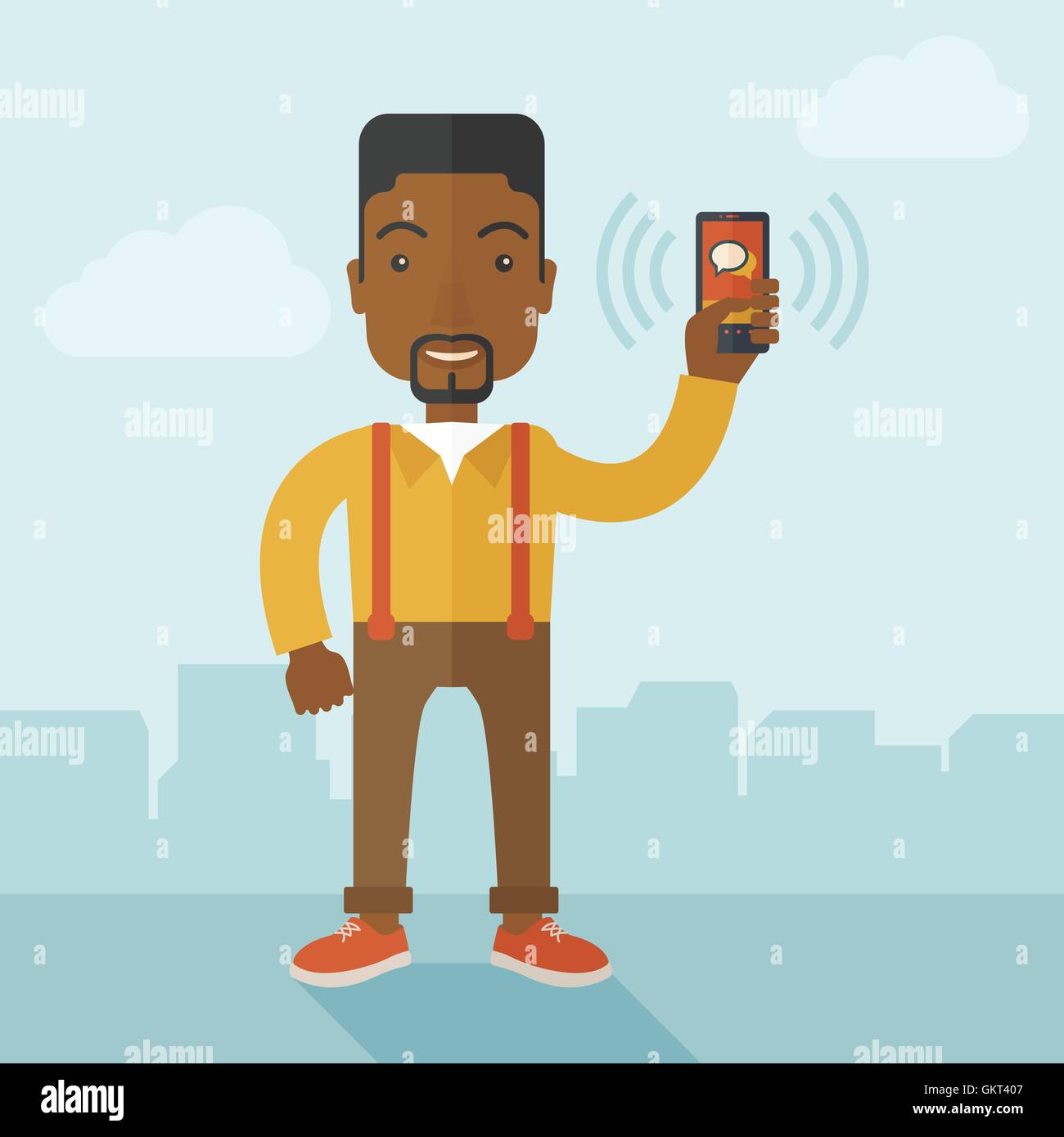 Office worker and his smartphone Stock Vector Image & Art - Alamy