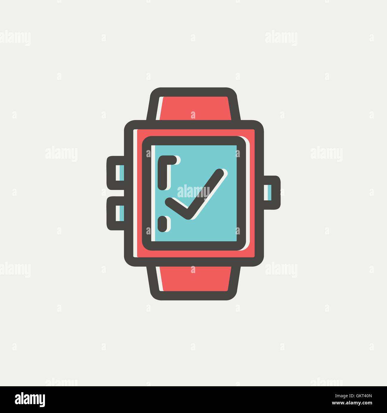 Smartwatch with check sign thin line icon Stock Vector Image & Art - Alamy