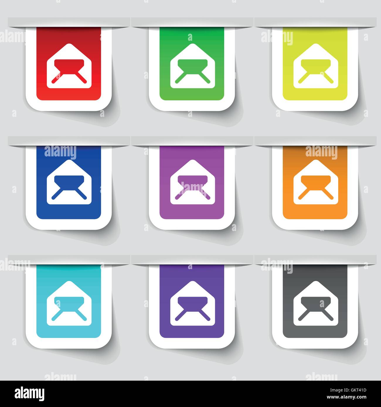 Mail, envelope, letter icon sign. Set of multicolored modern labels for ...