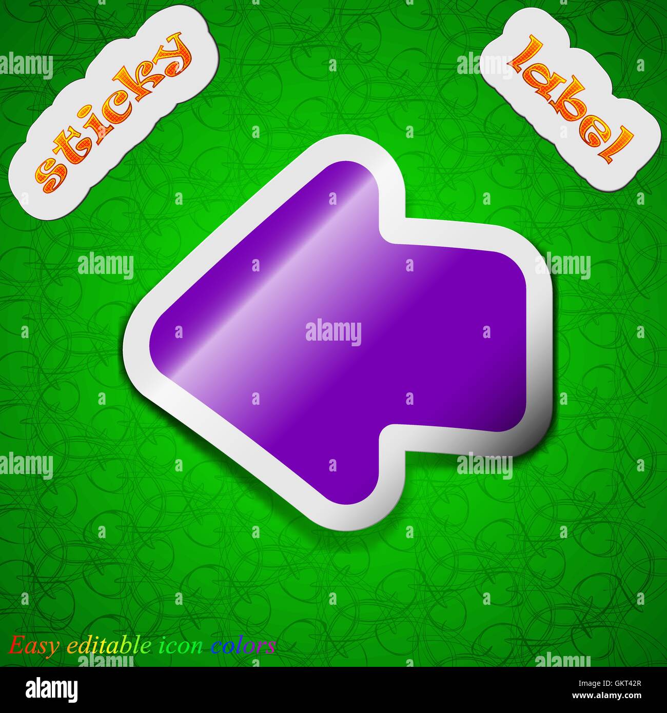 Arrow left, Way out icon sign. Symbol chic colored sticky label on ...