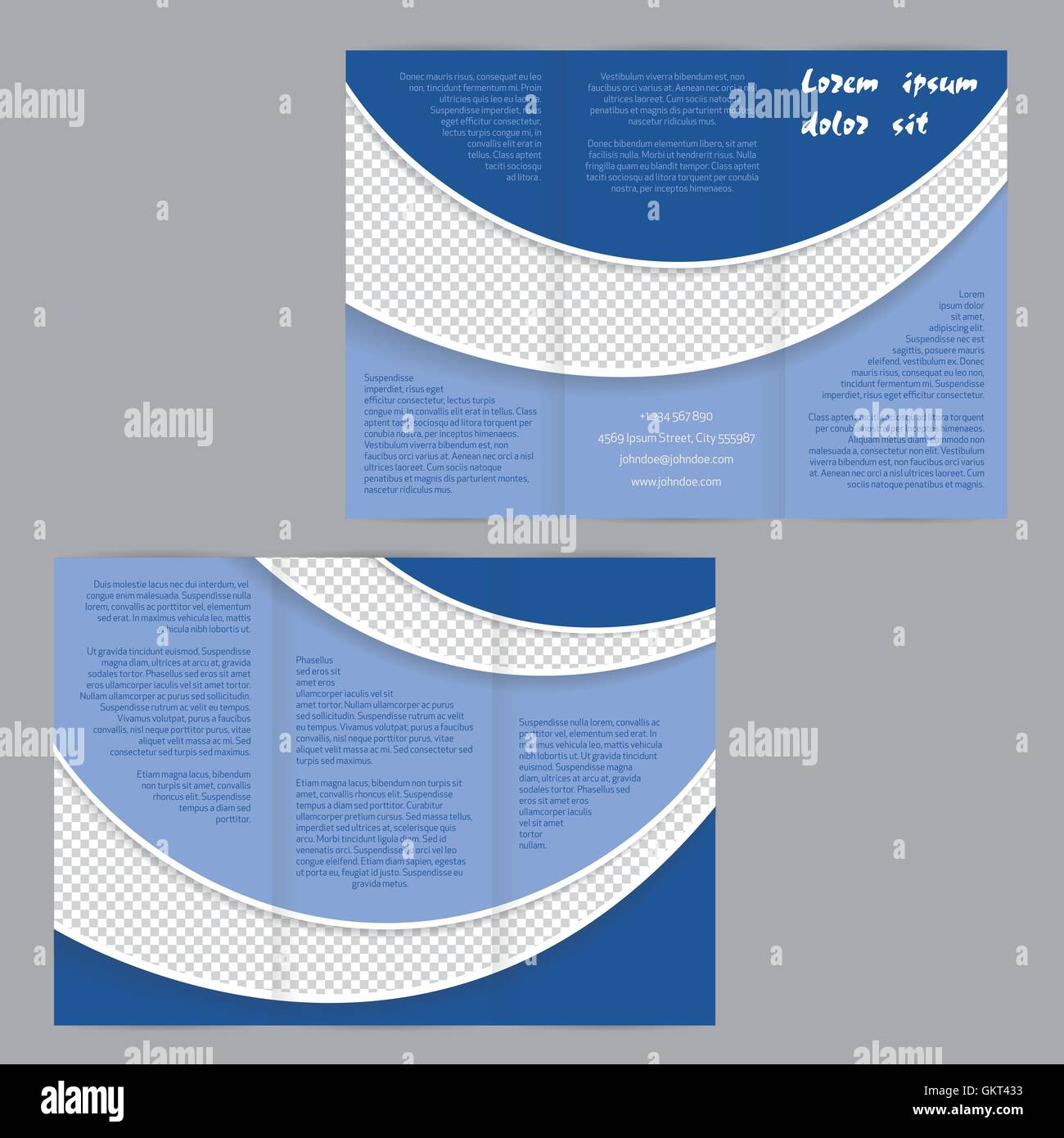 Tri fold brochure blue corporate design hi-res stock photography and ...