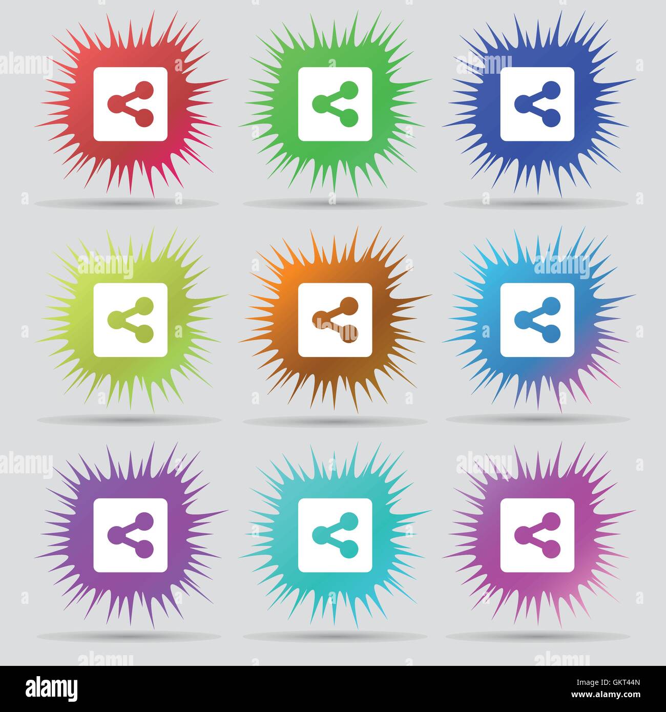 Share icon sign. A set of nine original needle buttons. Vector Stock Vector Image & Art - Alamy
