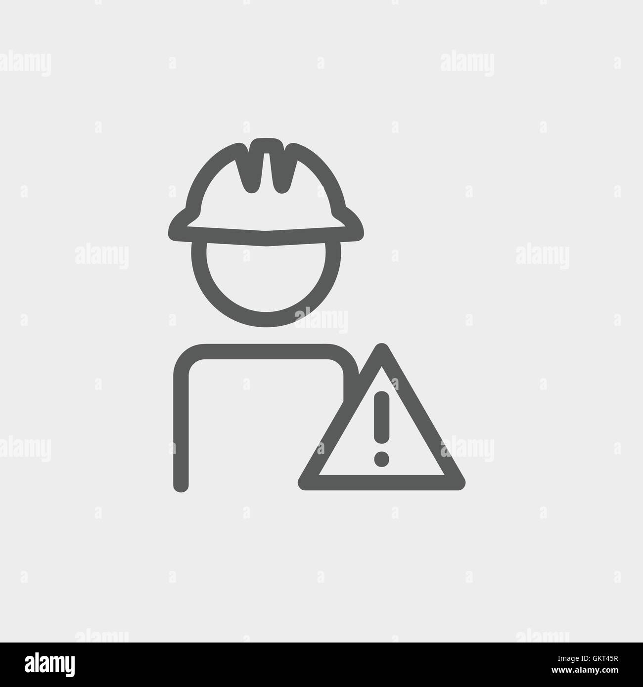 Worker in caution sign thin line icon Stock Vector Image & Art - Alamy