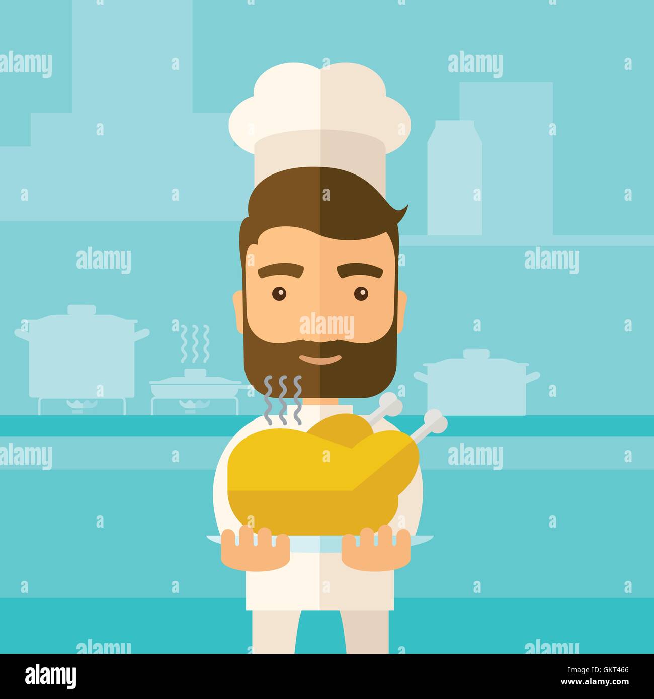 Professional chef cooking meat Stock Vector Images - Alamy