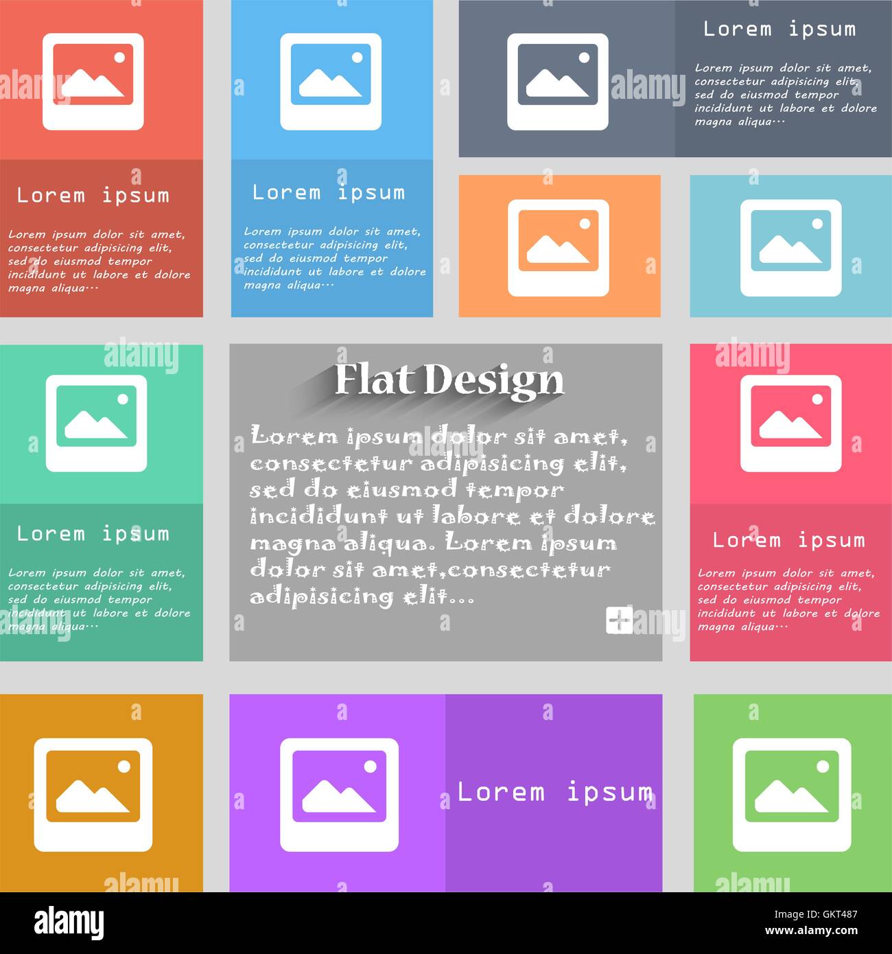 Photo frame template icon sign. Set of multicolored buttons. Metro ...