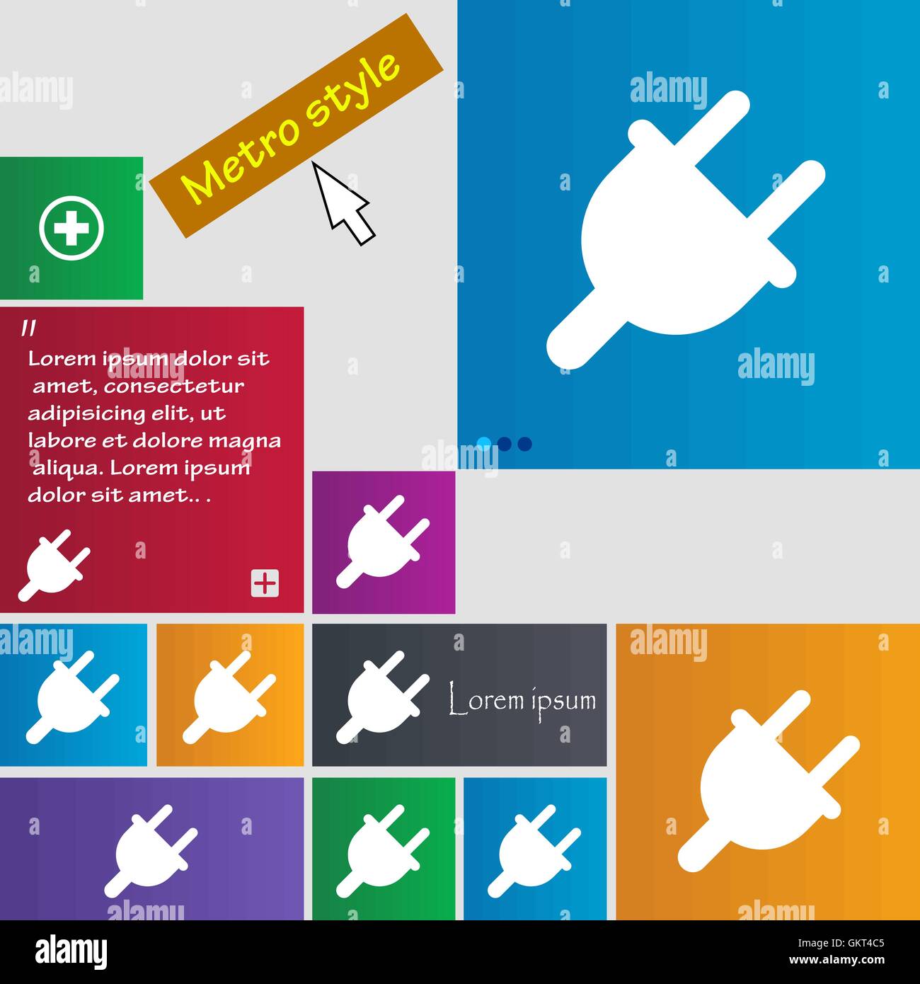 Electric plug, Power energy icon sign. Metro style buttons. Modern interface website buttons ...