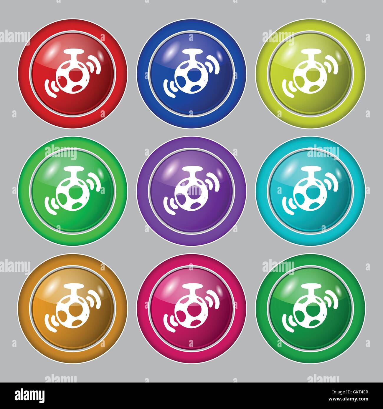 mirror ball disco icon sign. symbol on nine round colourful buttons ...