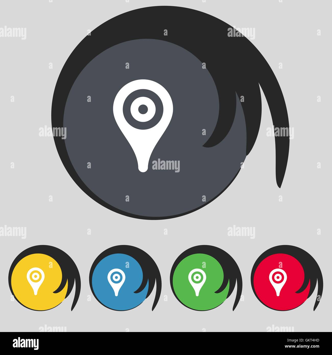 Map Pointer Gps Location Icon Sign Symbol On Five Colored Buttons Vector Stock Vector Image