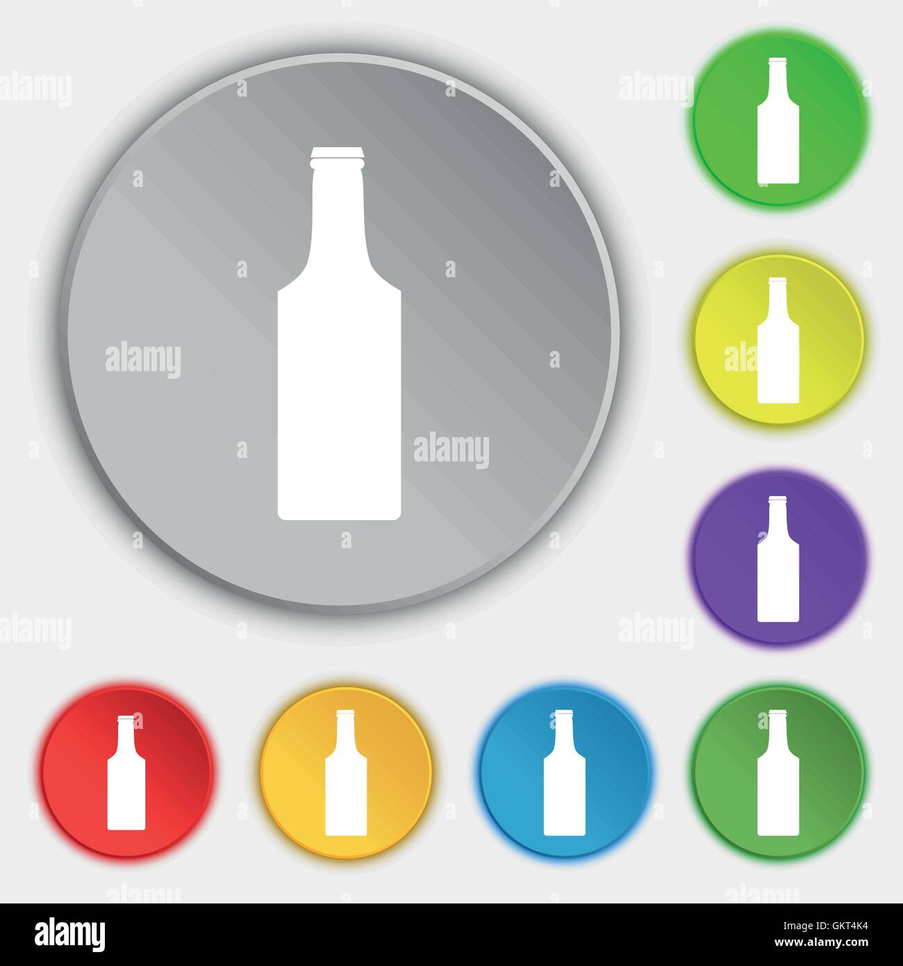 bottle icon sign. Symbol on five flat buttons. Vector Stock Vector ...