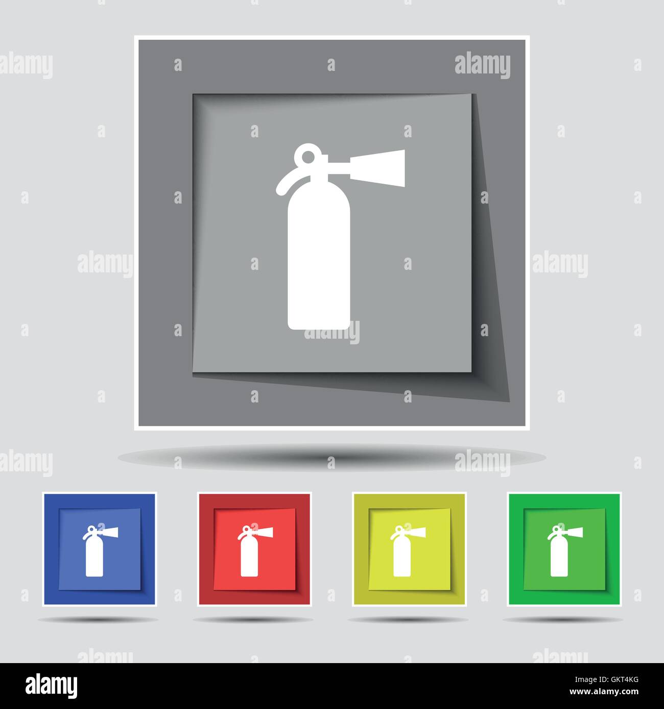 fire extinguisher icon sign on original five colored buttons. Vector ...