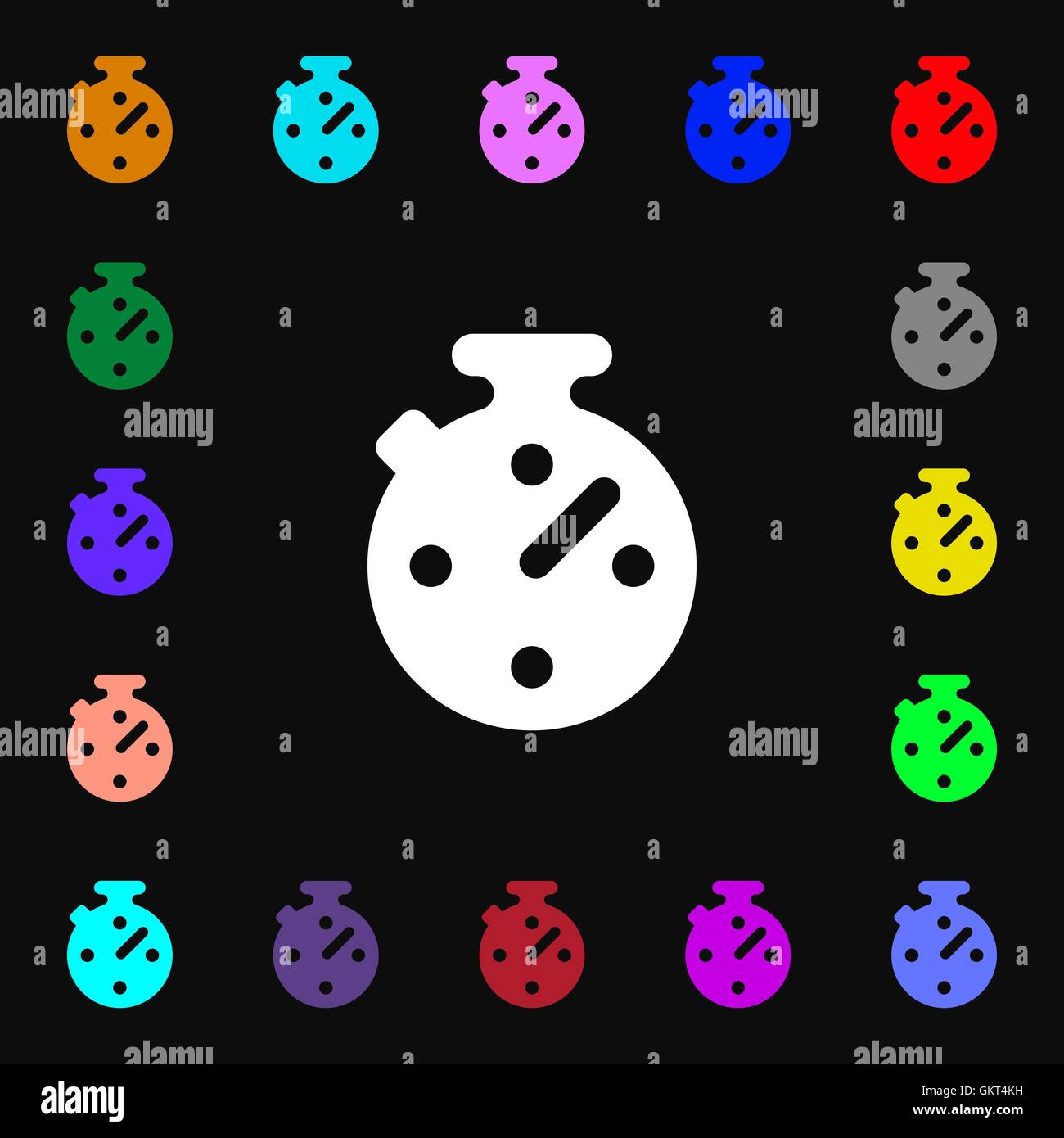 Timer, stopwatch icon sign. Lots of colorful symbols for your design ...