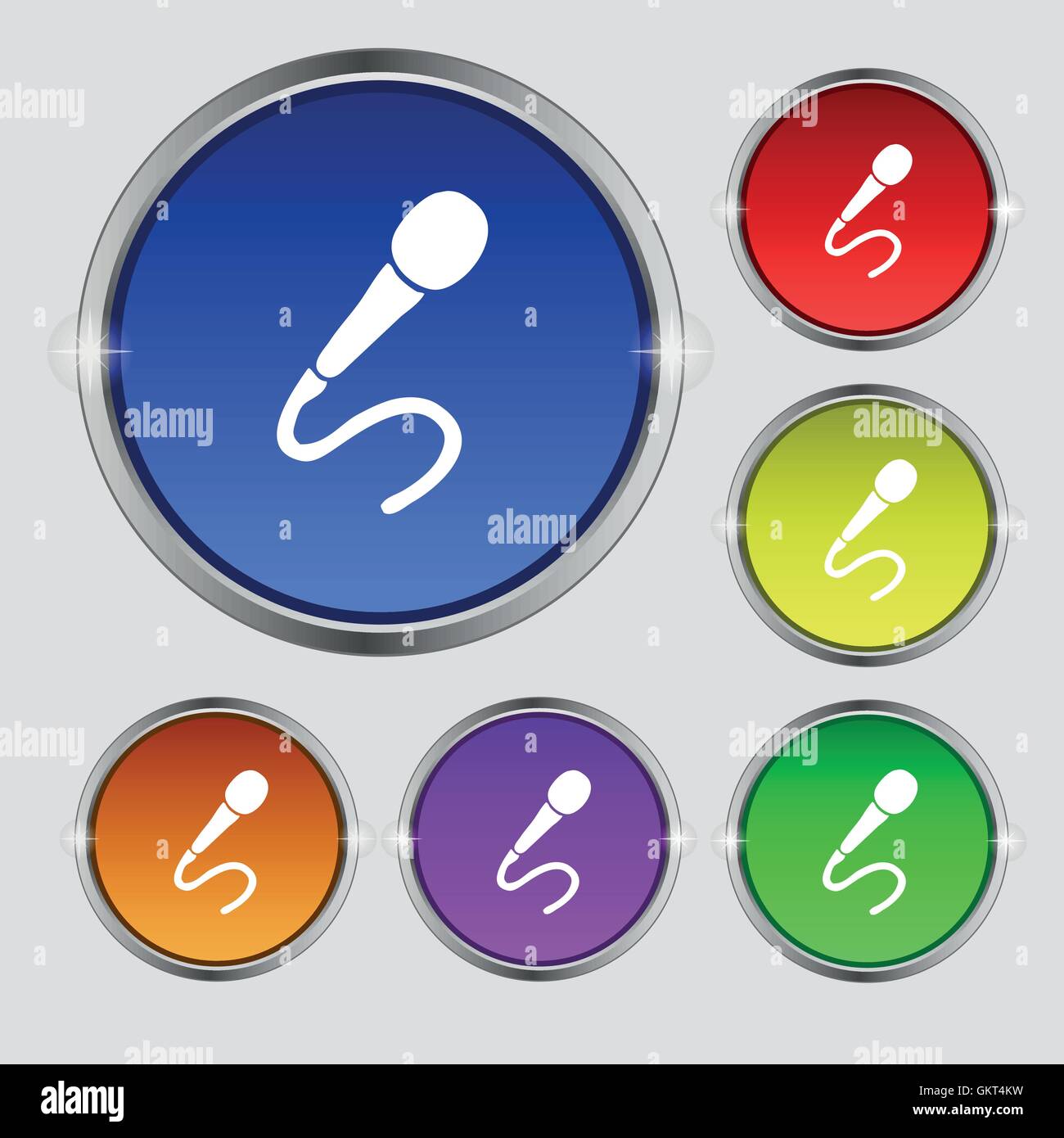 microphone icon sign. Round symbol on bright colourful buttons. Vector ...