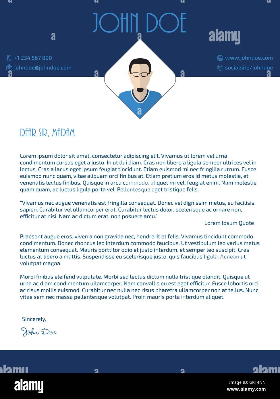 Cover letter design with blue white colors Stock Vector Image & Art - Alamy