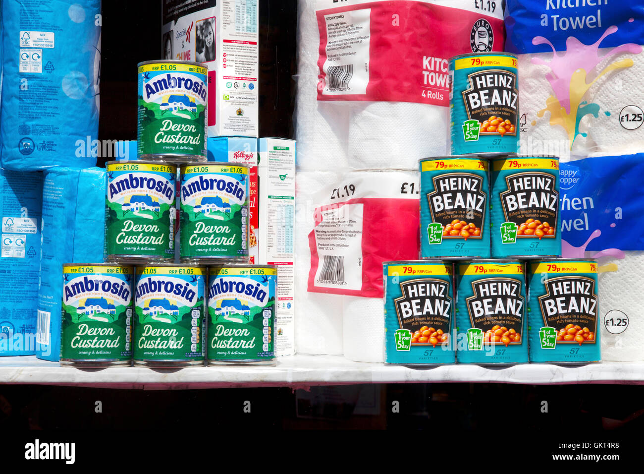 Old fashioned grocery window display, Holt, Norfolk Stock Photo - Alamy