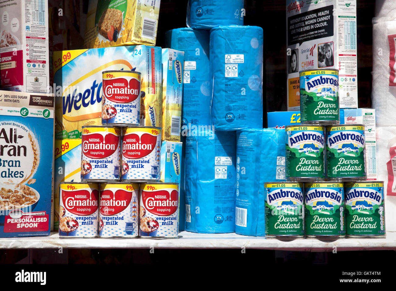 Old fashioned grocery window display, Holt, Norfolk Stock Photo - Alamy