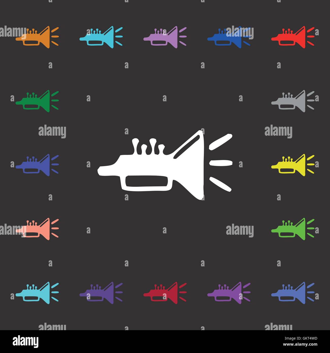 trumpet, brass instrument icon sign. Lots of colorful symbols for your ...