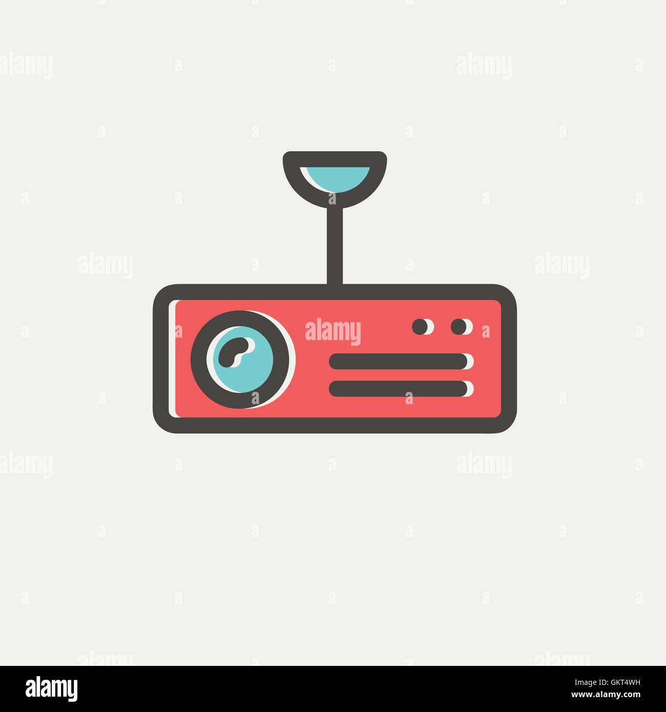 Vintage radio with analog dials and antenna thin line icon Stock Vector ...