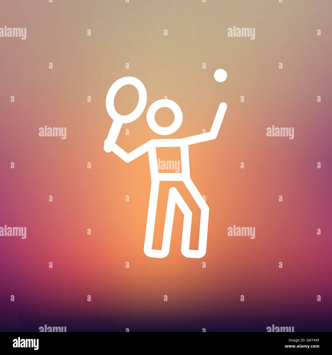 Tennis player in serving position thin line icon Stock Vector Image ...