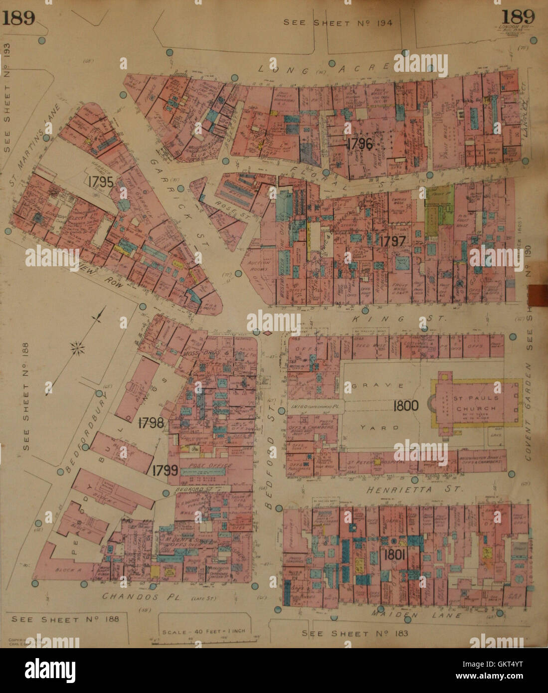 GOAD MAP:Covent Garden WC2:Garrick Bedford Henrietta King Street Long ...