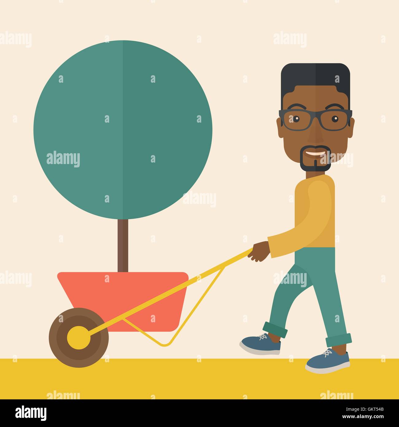Young african man pushing the cart with tree Stock Vector Image & Art ...