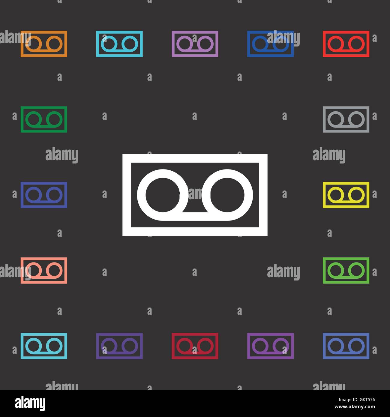 audio cassette icon sign. Lots of colorful symbols for your design ...