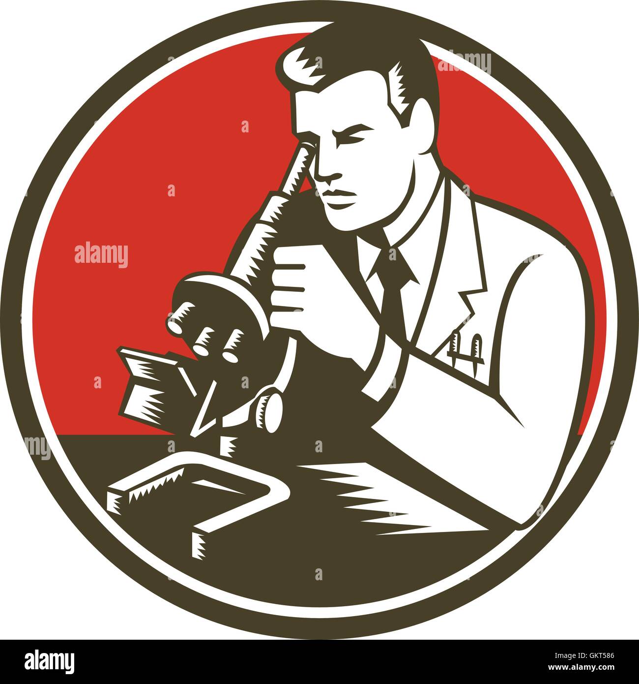 Scientist Lab Researcher Chemist Microscope Retro Stock Vector Image ...