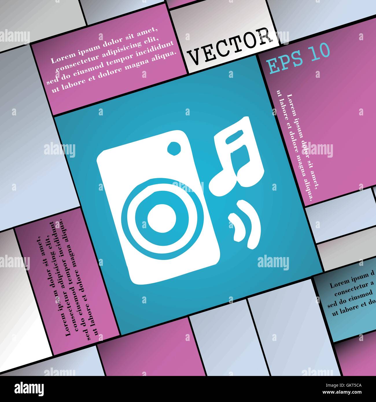 music column, disco, music, melody, speaker icon sign. Modern flat ...