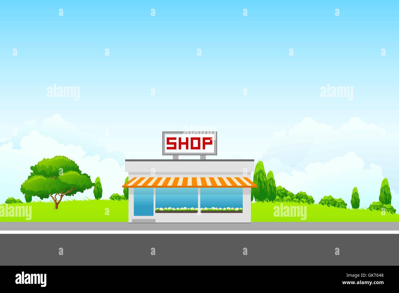 Vector Landscape with Shop Building Stock Vector Image & Art - Alamy
