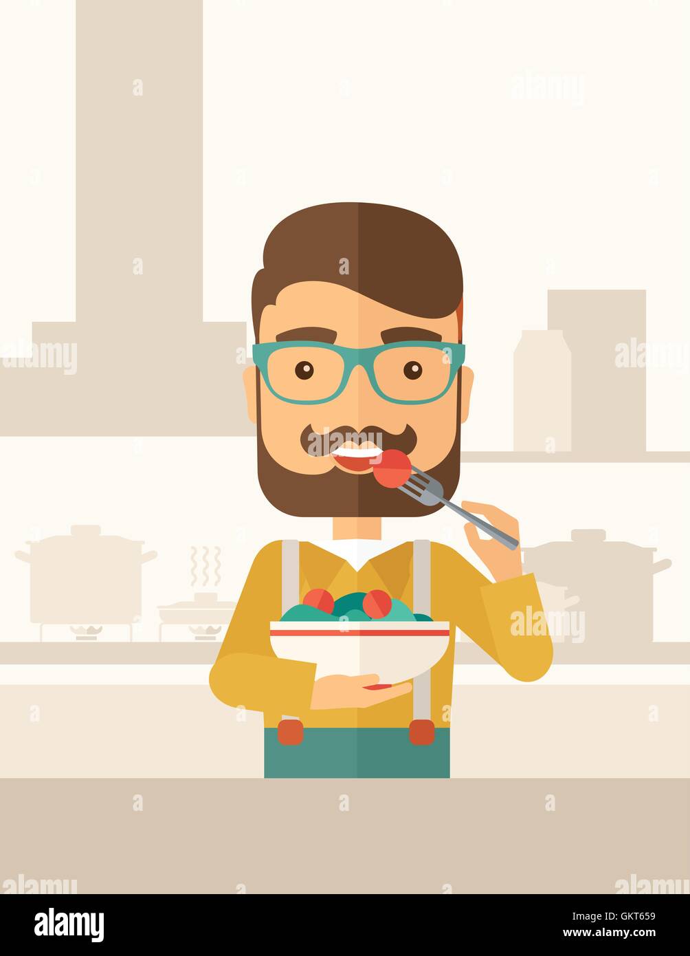 Hungry man eating Stock Vector Image & Art - Alamy