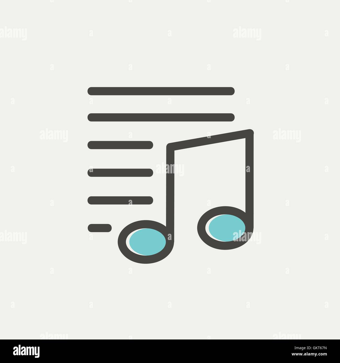 Musical note with lines thin line icon Stock Vector Image & Art - Alamy