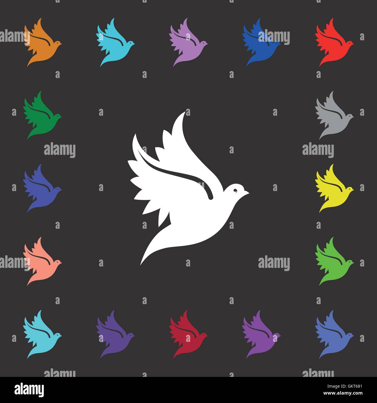 Dove icon sign. Lots of colorful symbols for your design. Vector Stock ...
