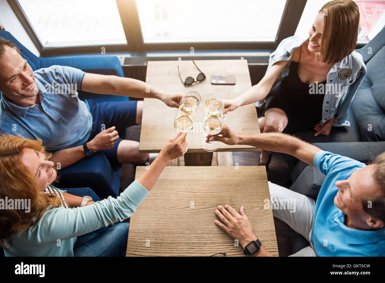 Positive friends having party Stock Photo - Alamy