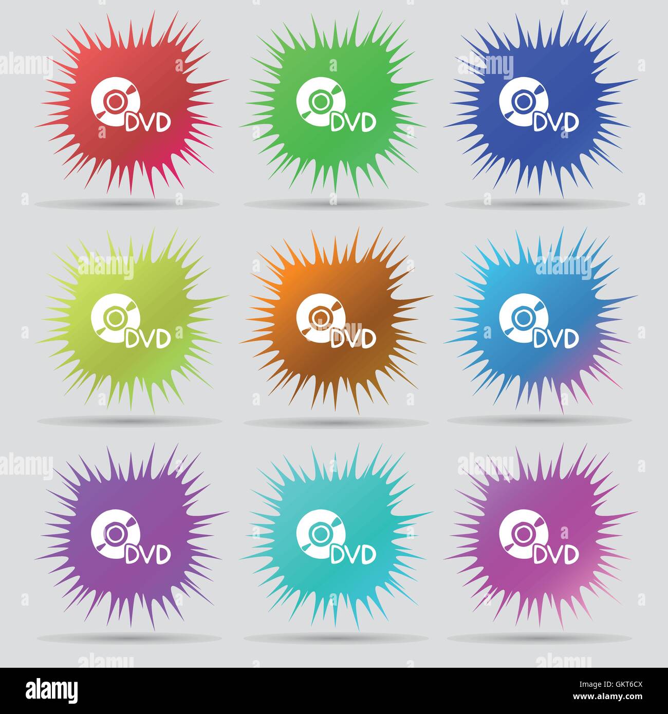 dvd icon sign. A set of nine original needle buttons. Vector Stock ...