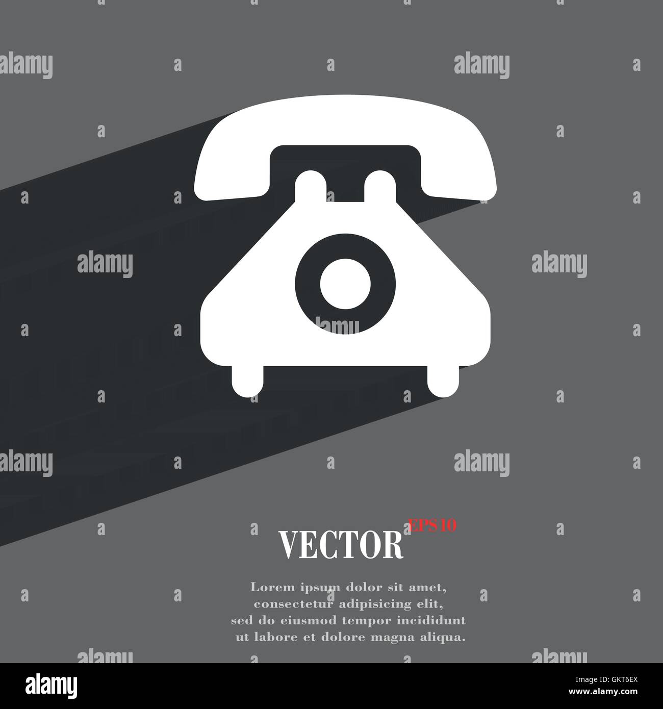 retro telephone handset icon symbol Flat modern web design with long ...