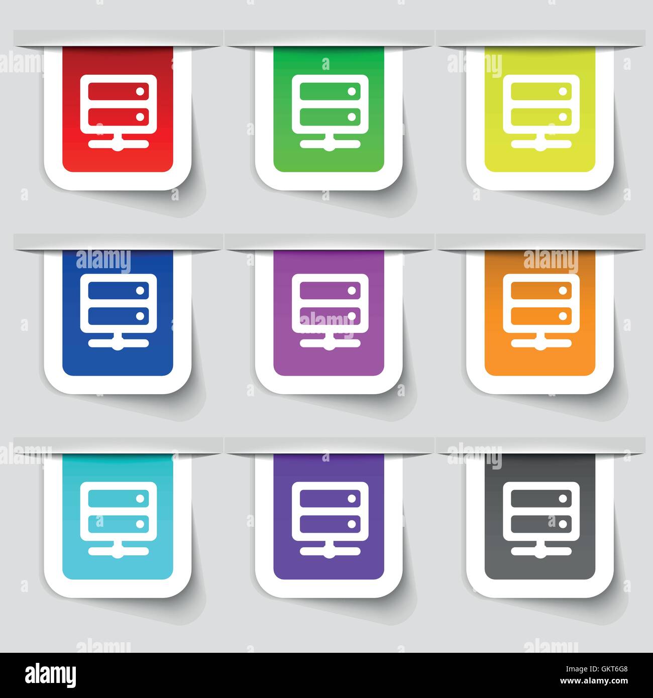 Server icon sign. Set of multicolored modern labels for your design ...