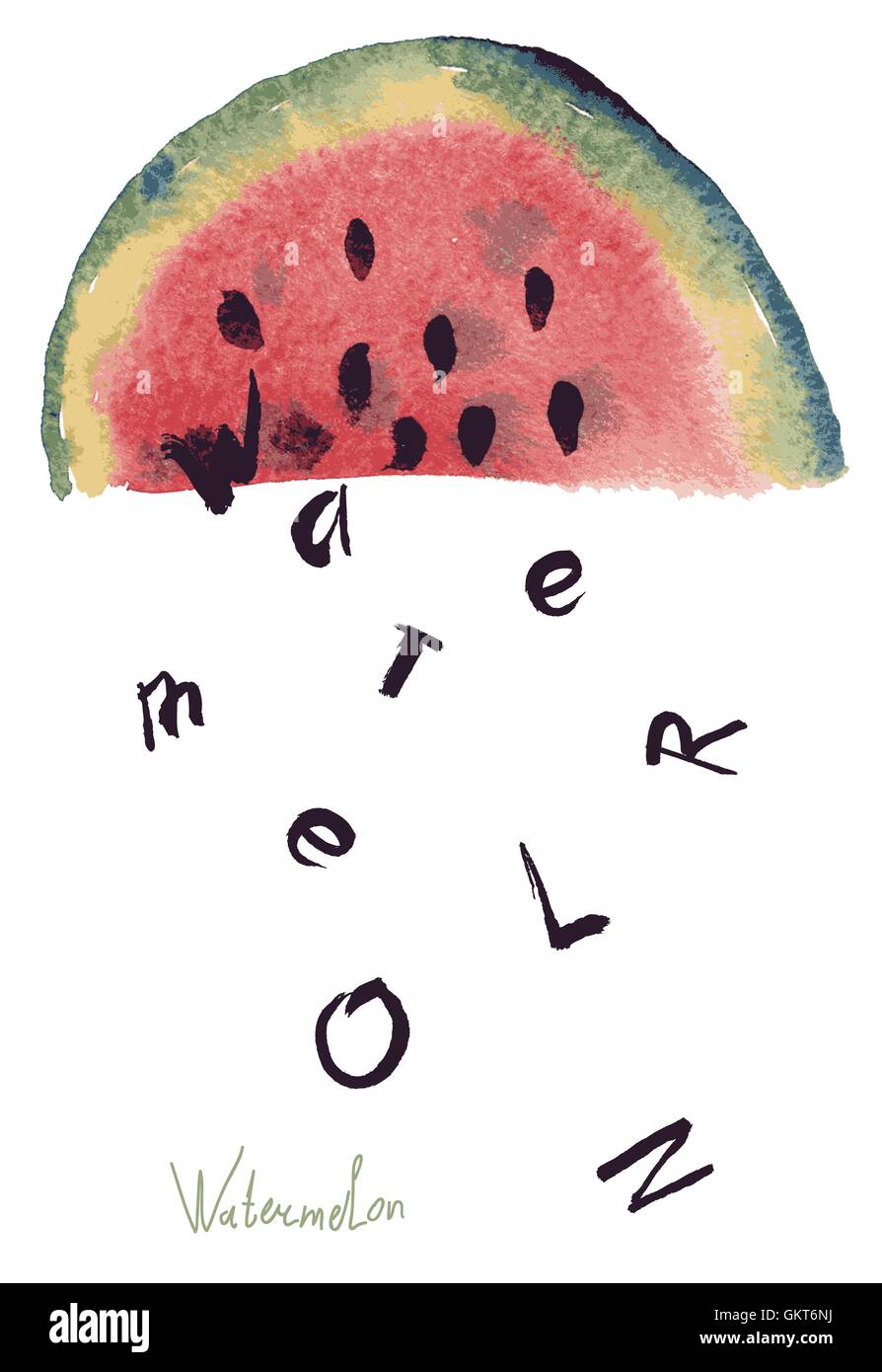 Watermelon green sketch hand Cut Out Stock Images & Pictures - Alamy