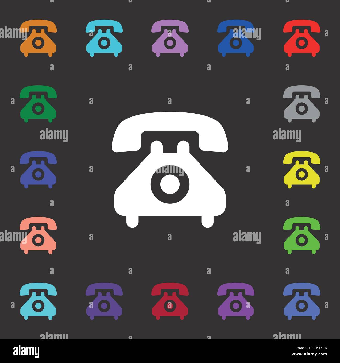 retro telephone handset icon sign. Lots of colorful symbols for your ...