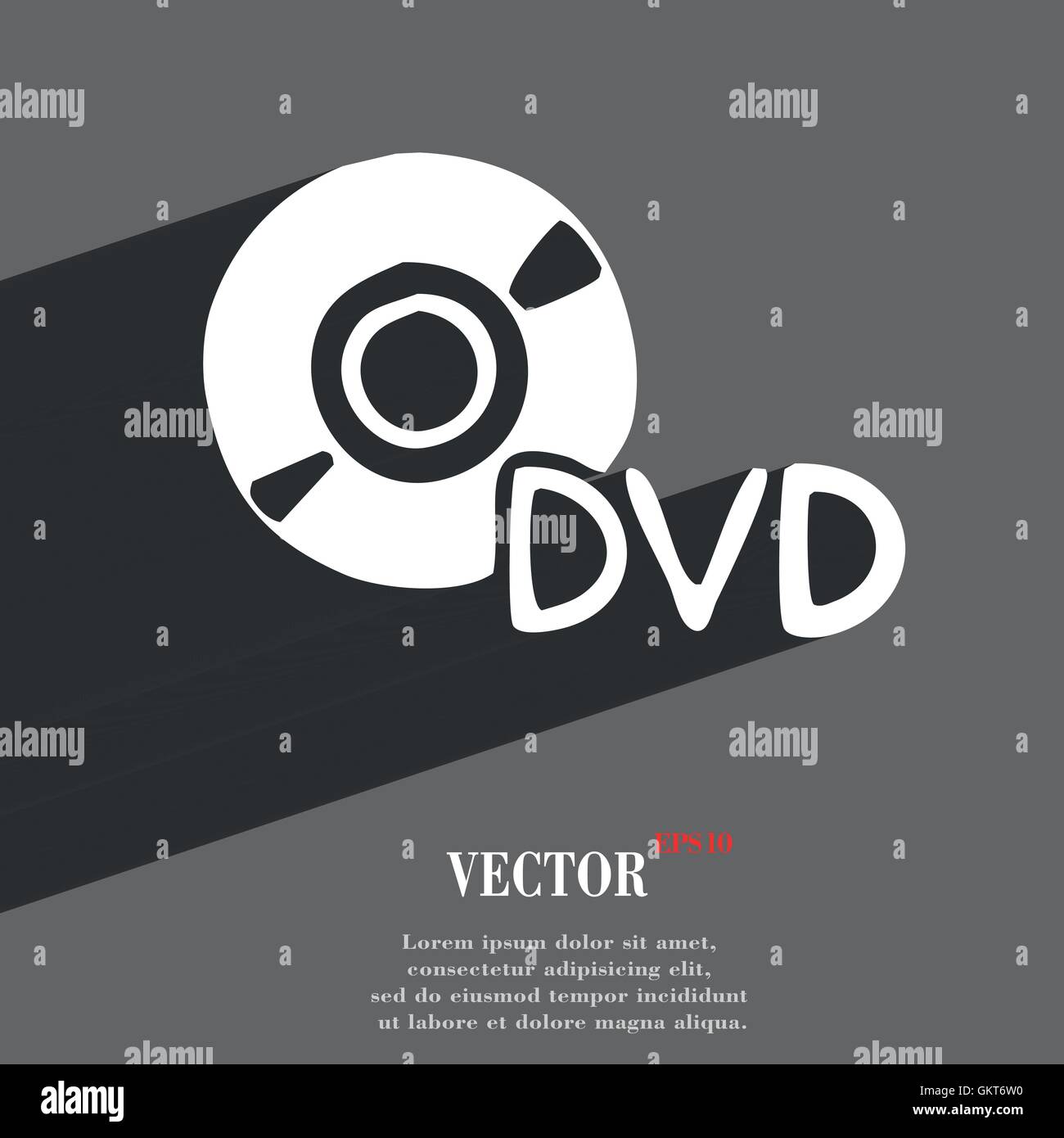 dvd icon symbol Flat modern web design with long shadow and space for ...