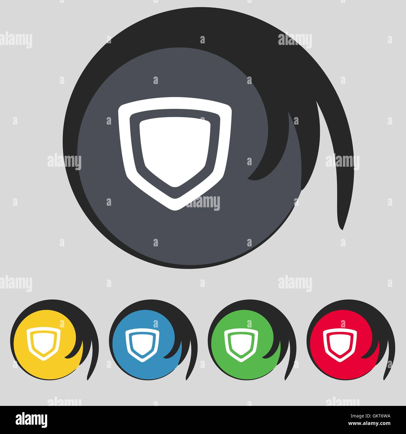 shield icon sign. Symbol on five colored buttons. Vector Stock Vector ...