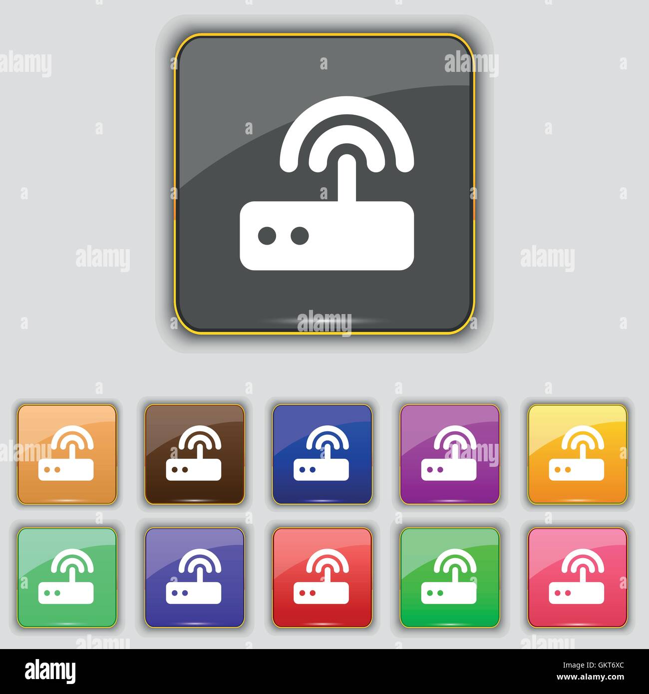 Wi fi router icon sign. Set with eleven colored buttons for your site ...