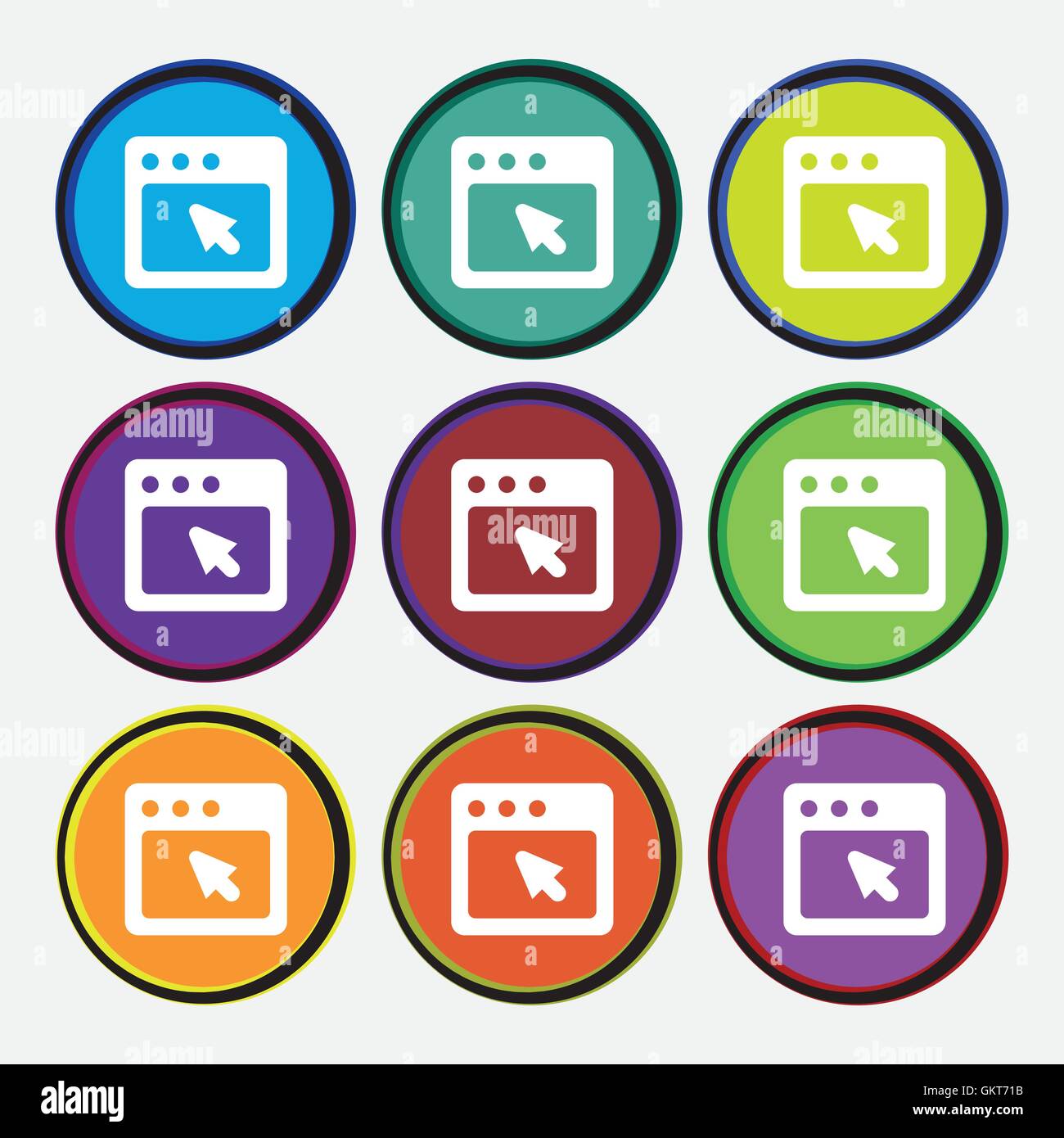 the dialog box icon sign. Nine multi colored round buttons. Vector ...
