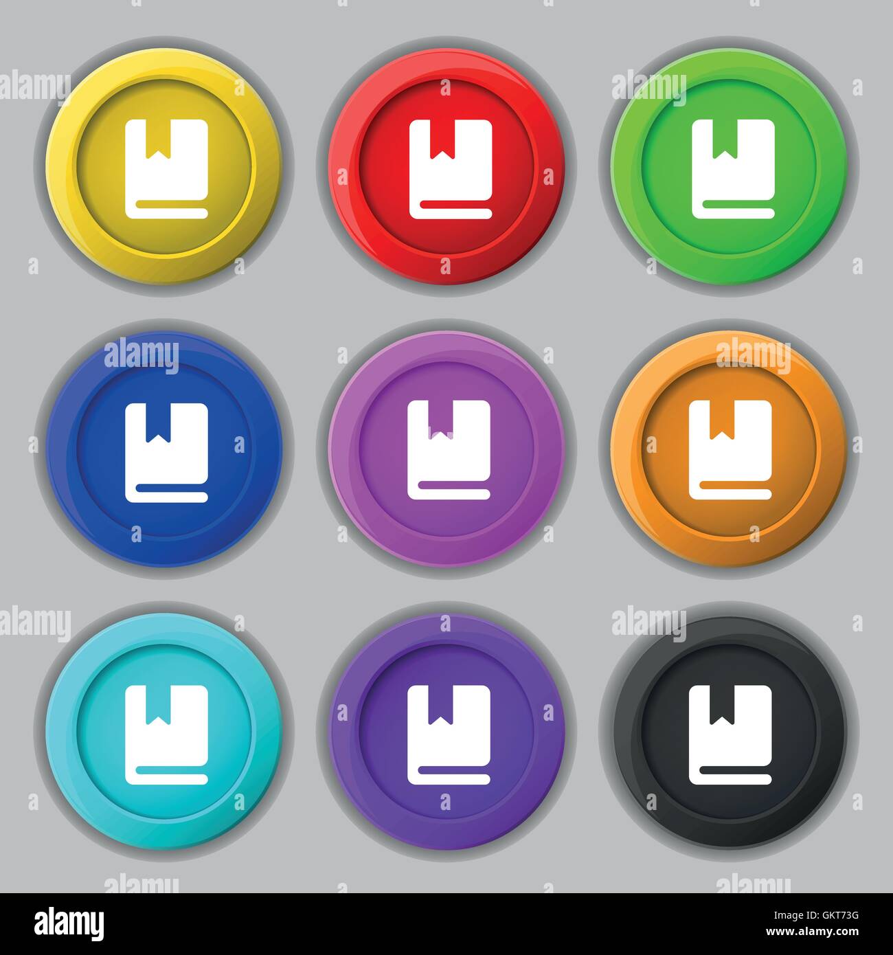 bookmark icon sign. symbol on nine round colourful buttons. Vector ...