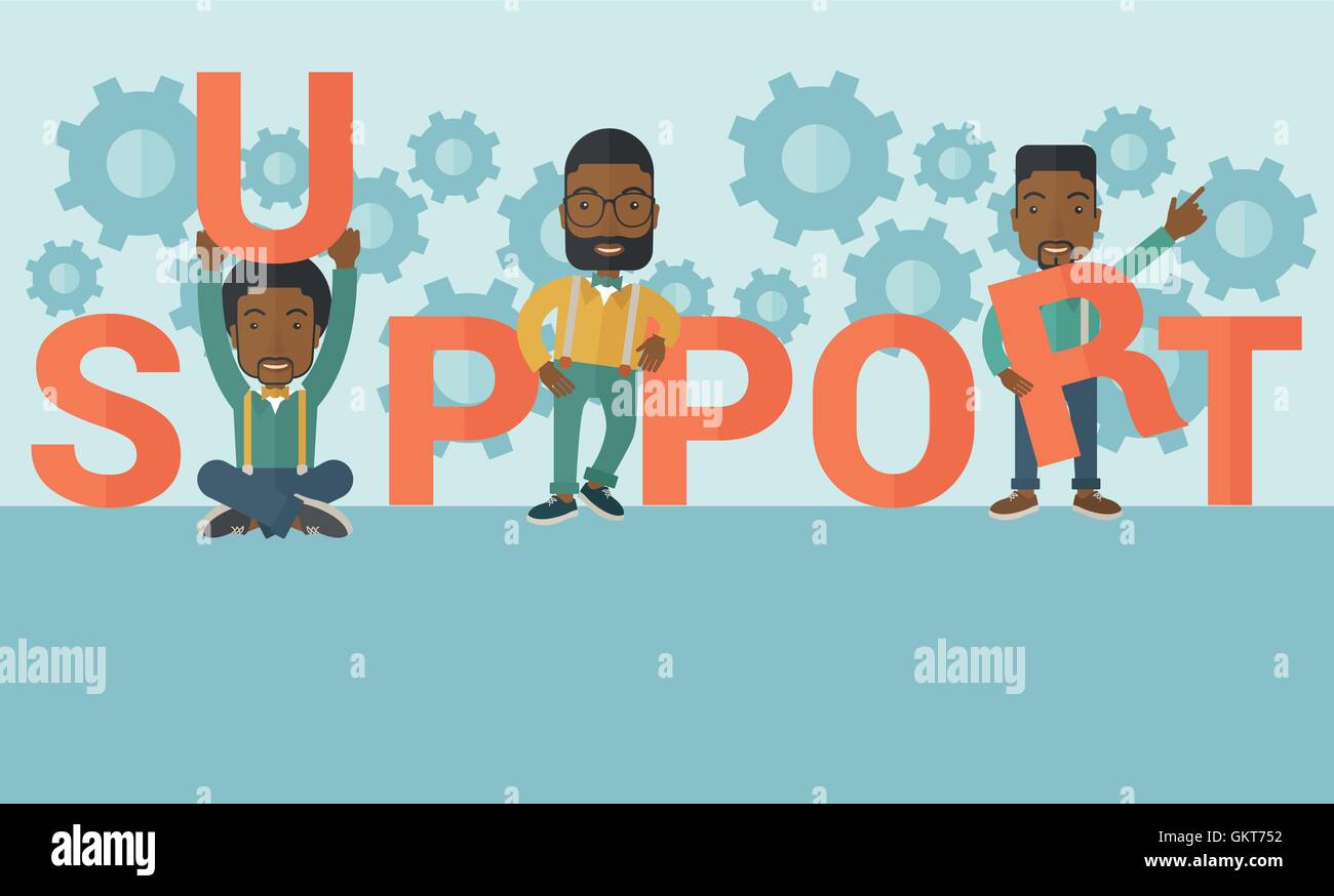 Three black men standing in the word support Stock Vector Image & Art ...