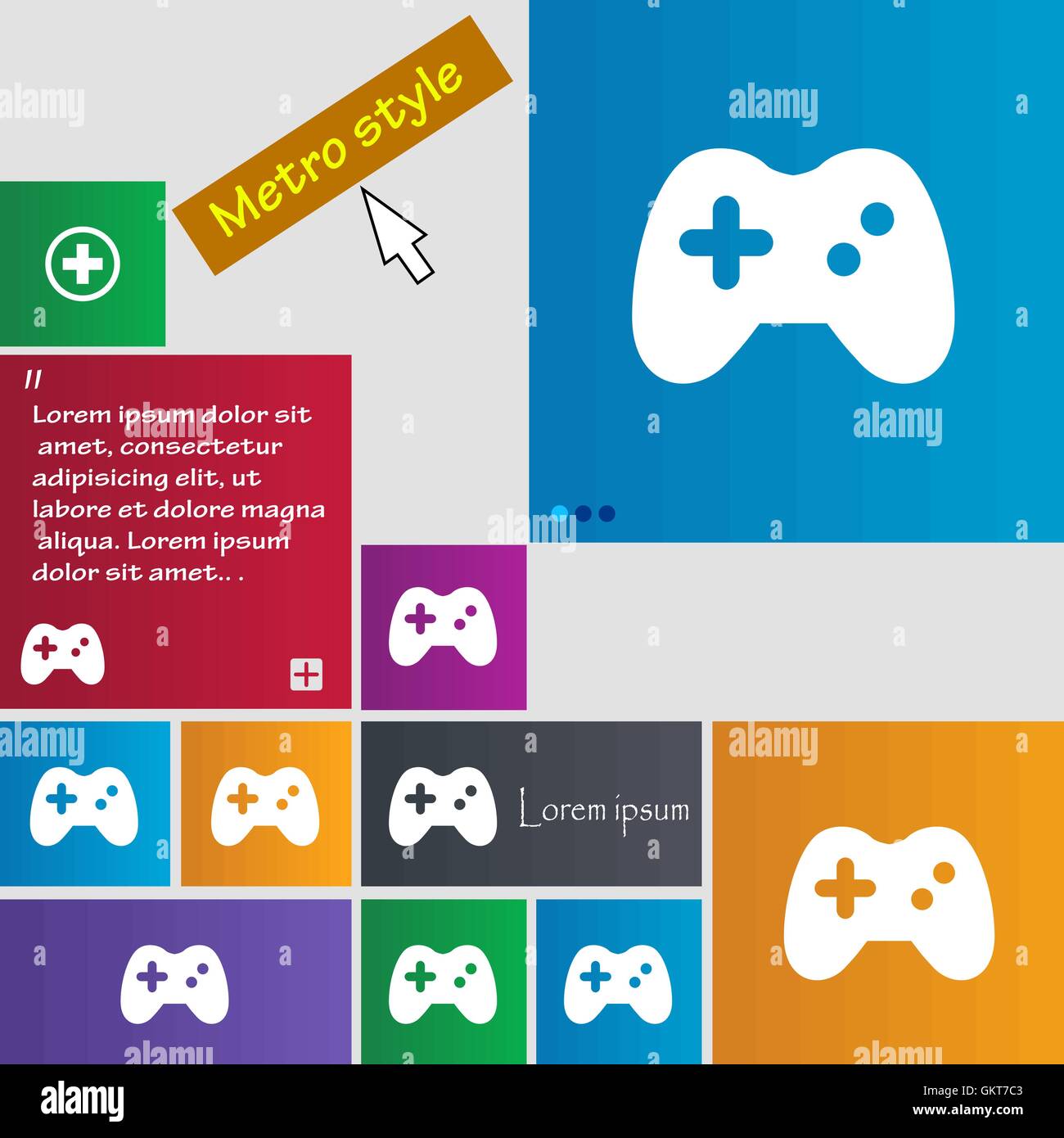 Joystick icon sign. Metro style buttons. Modern interface website buttons with cursor pointer ...