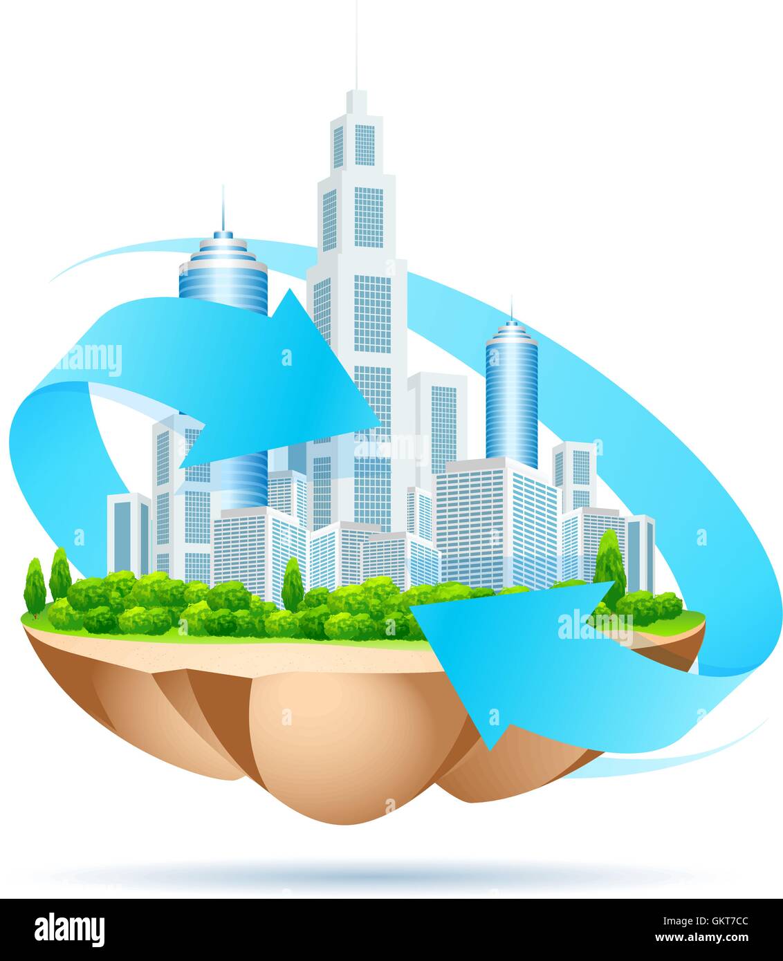 Icon of modern city on island. Isolated on white background Stock ...