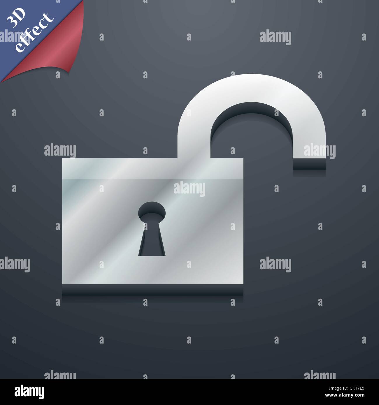 open lock icon symbol. 3D style. Trendy, modern design with space for ...